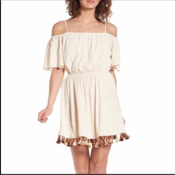Tularosa | Dresses | Tularosa Fiesta Tassel Trim Cold Shoulder Dress ...
